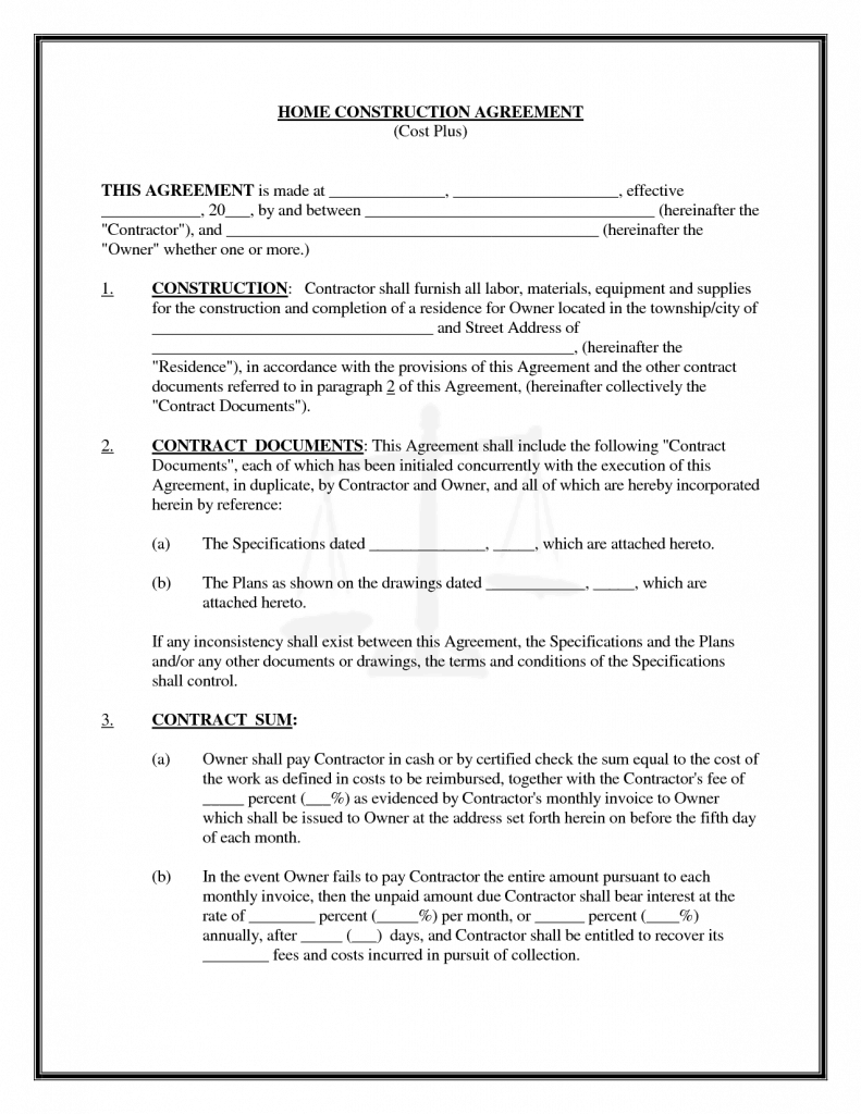 Top 5 Formats Of Construction Agreement Templates – Word Excel Templates