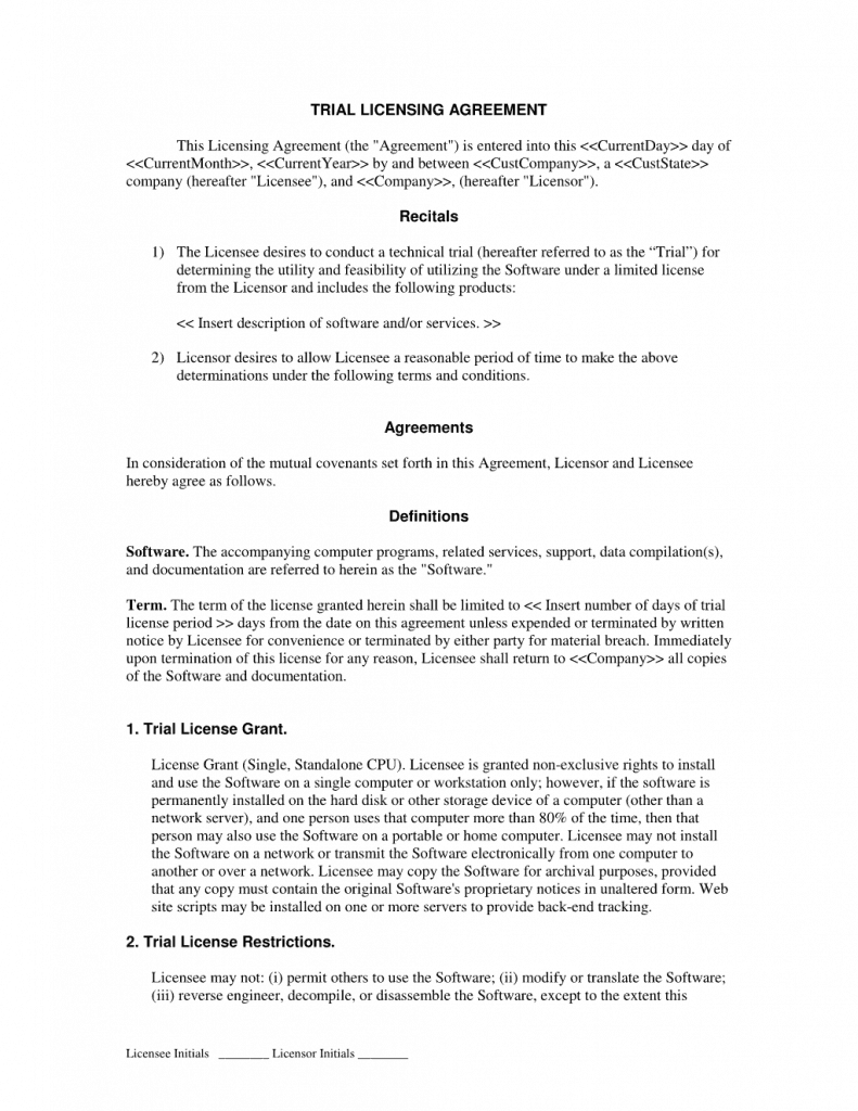 Top 5 Software License Agreement Templates – Word Excel Templates