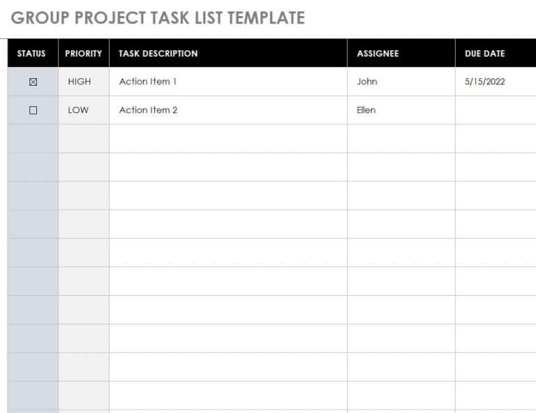 BEST 15+ Printable Task List Templates [EXCEL & WORD] – Word Excel ...