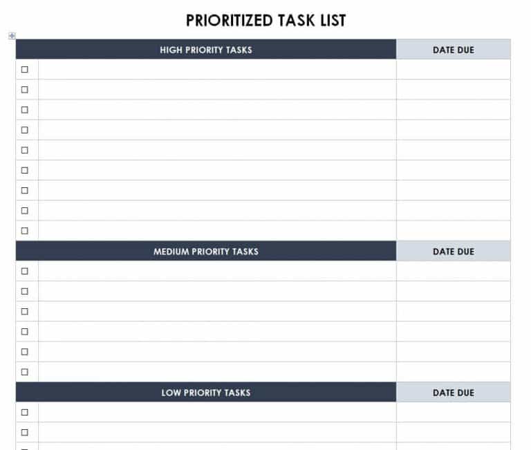 BEST 15+ Printable Task List Templates [EXCEL & WORD] – Word Excel ...