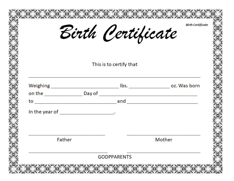 11+ Editable Birth Certificate Templates – Word Excel Templates